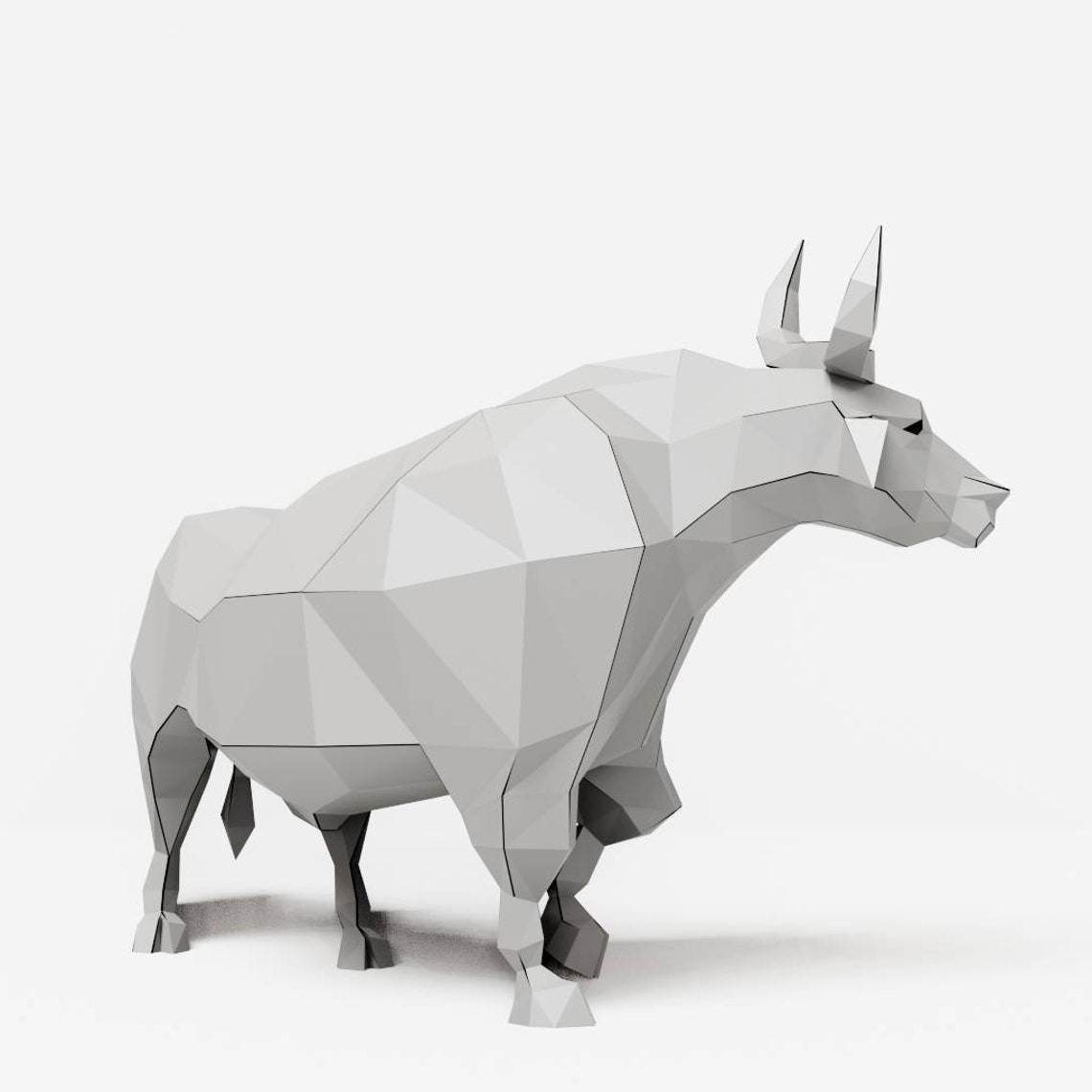Posing Bull, Papercraft Bull, 3D Papercraft Bull Template | Low Poly ...