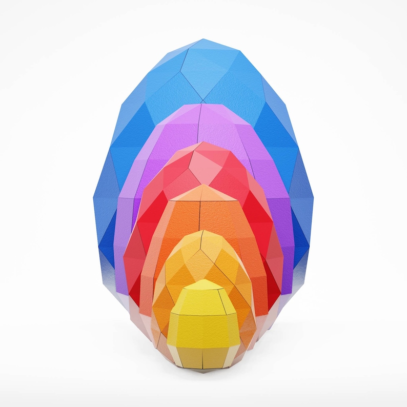 6 Eggs Pack, Papercraft, Easter, 3D Papercraft Egg Template, Low Poly ...