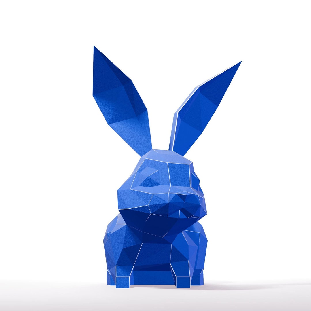 Laying Down Easter Bunny Paper Craft Template Kit, Papercraft Rabbit 3D ...