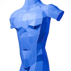 Man Torso Papercraft Sculpture, 3D Papercraft Man Torso Template | Low ...
