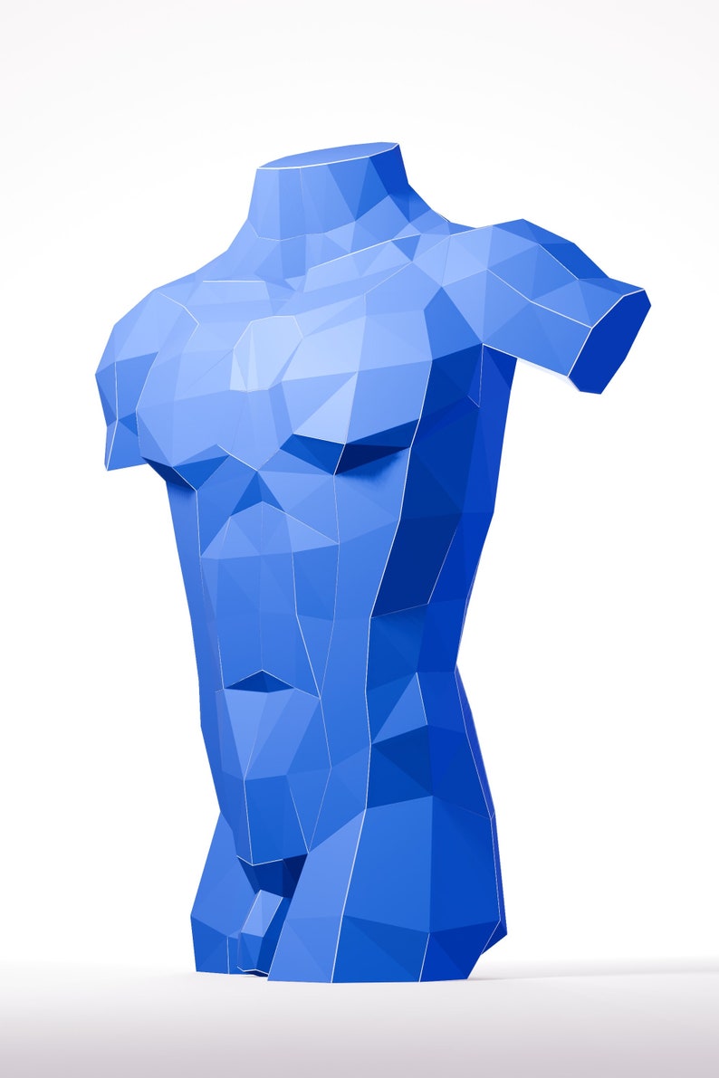 Man Torso Papercraft Sculpture, 3D Papercraft Man Torso Template | Low ...