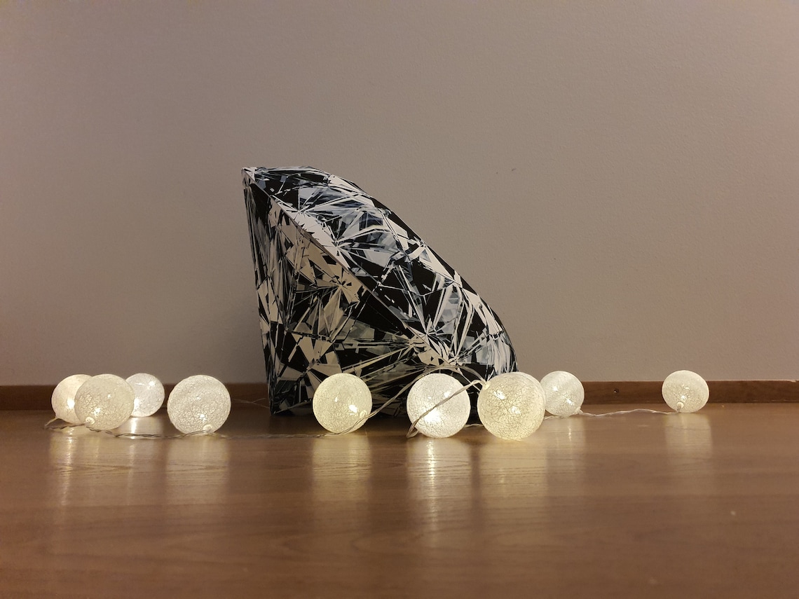 Large Round Diamond DIY Kit Papercraft Template, Blue Round Diamond 3D ...