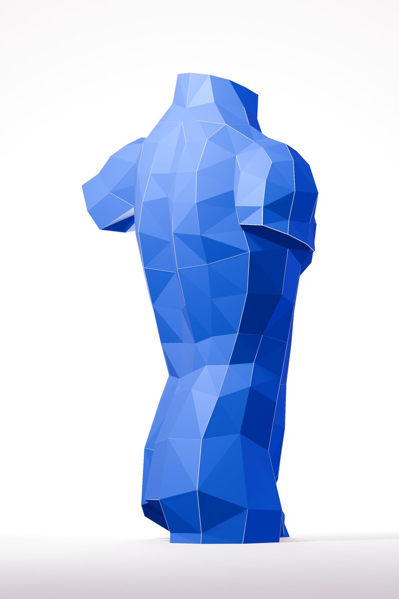 Man Torso Papercraft Sculpture, 3D Papercraft Man Torso Template | Low ...