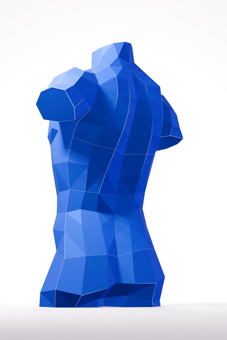 Man Torso Papercraft Sculpture, 3D Papercraft Man Torso Template | Low ...