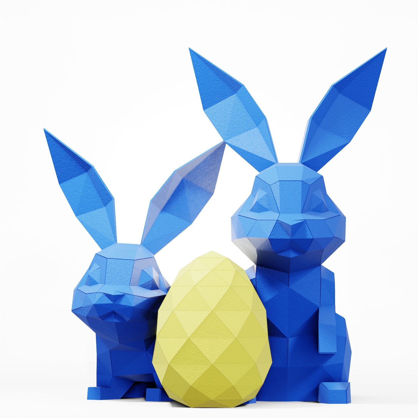 Easter Bunnies & Eggs Papercraft Kit Template Paper Craft Rabbit 3D Low Poly Easter Egg Bunny ...