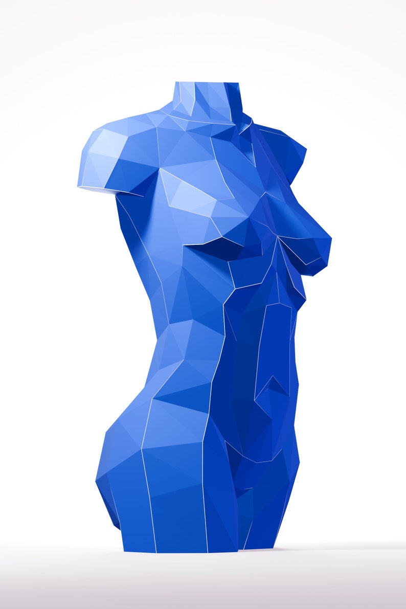 Woman Torso Papercraft Sculpture, 3D Woman Torso DIY Template | Low ...