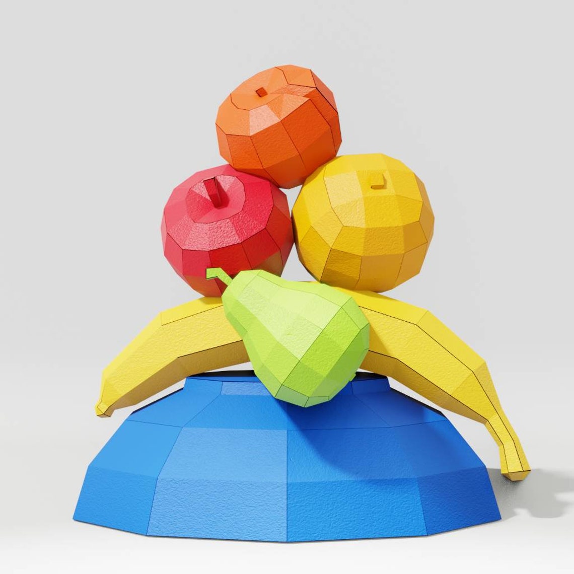 3D Paper Fruit Bowl Sculpture – Low Poly Craft Template (PDF) - Etsy