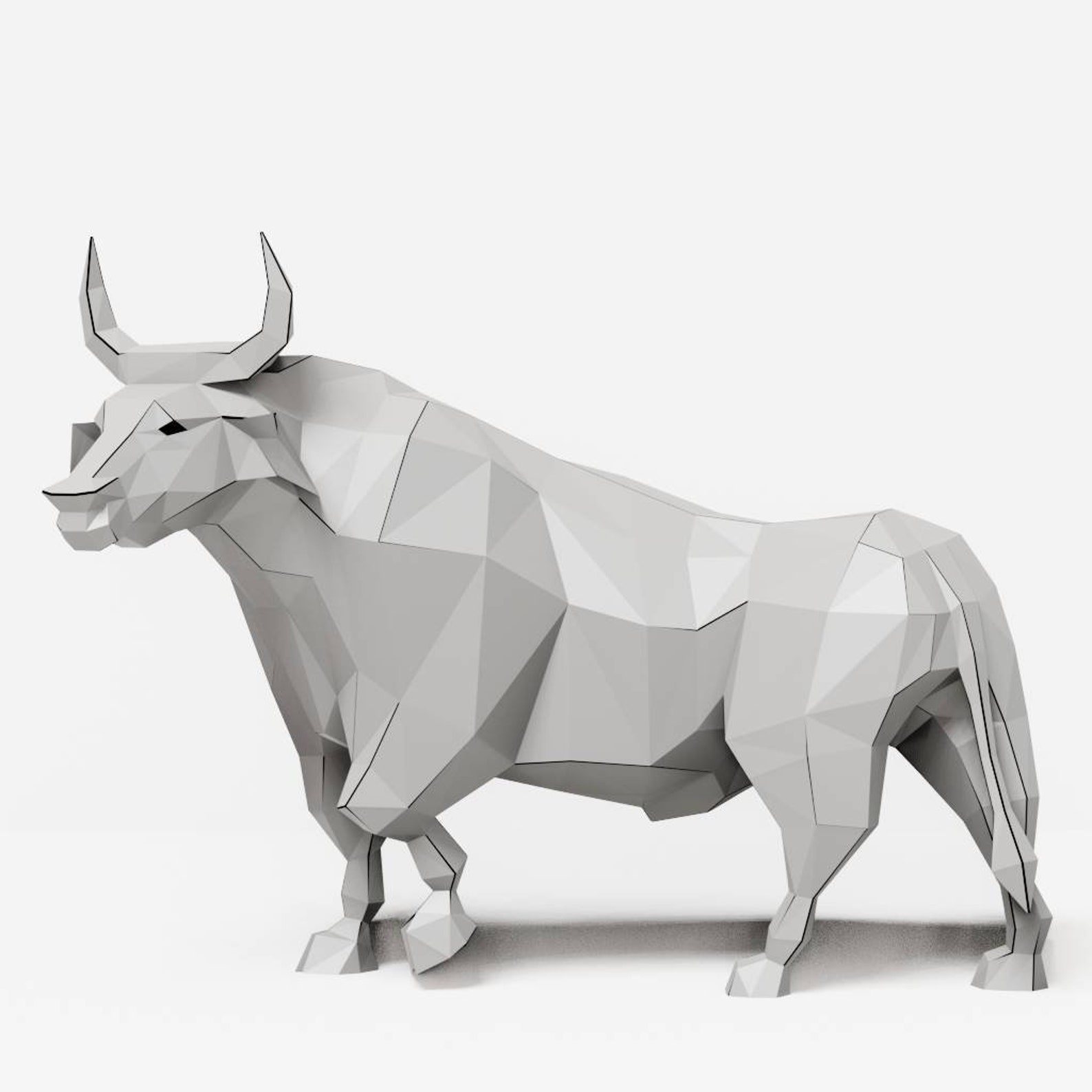 Posing Bull, Papercraft Bull, 3D Papercraft Bull Template | Low Poly ...