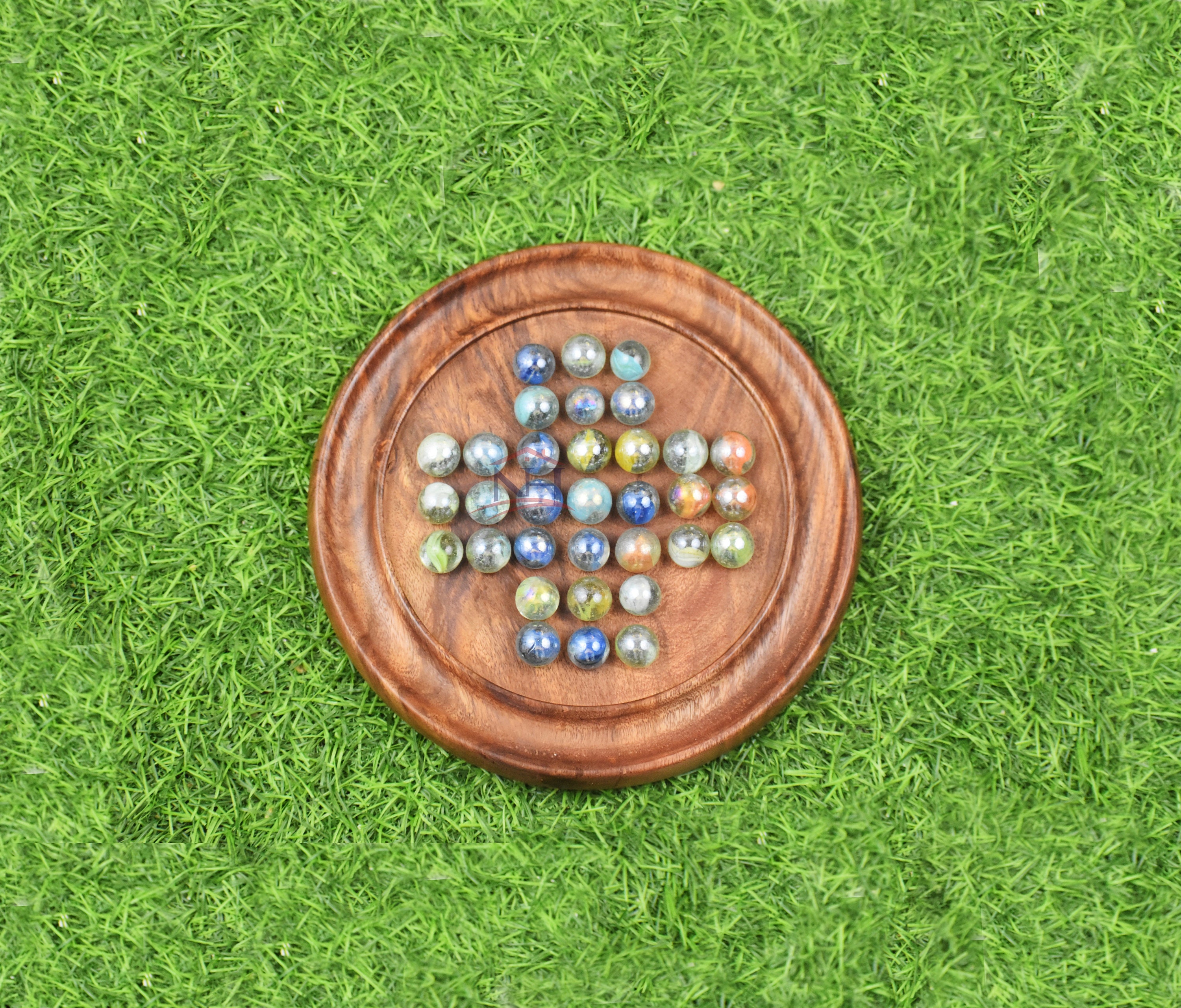 Solitaire Game Wooden Solitaire Board Games With Glass Marbles for Kids ...