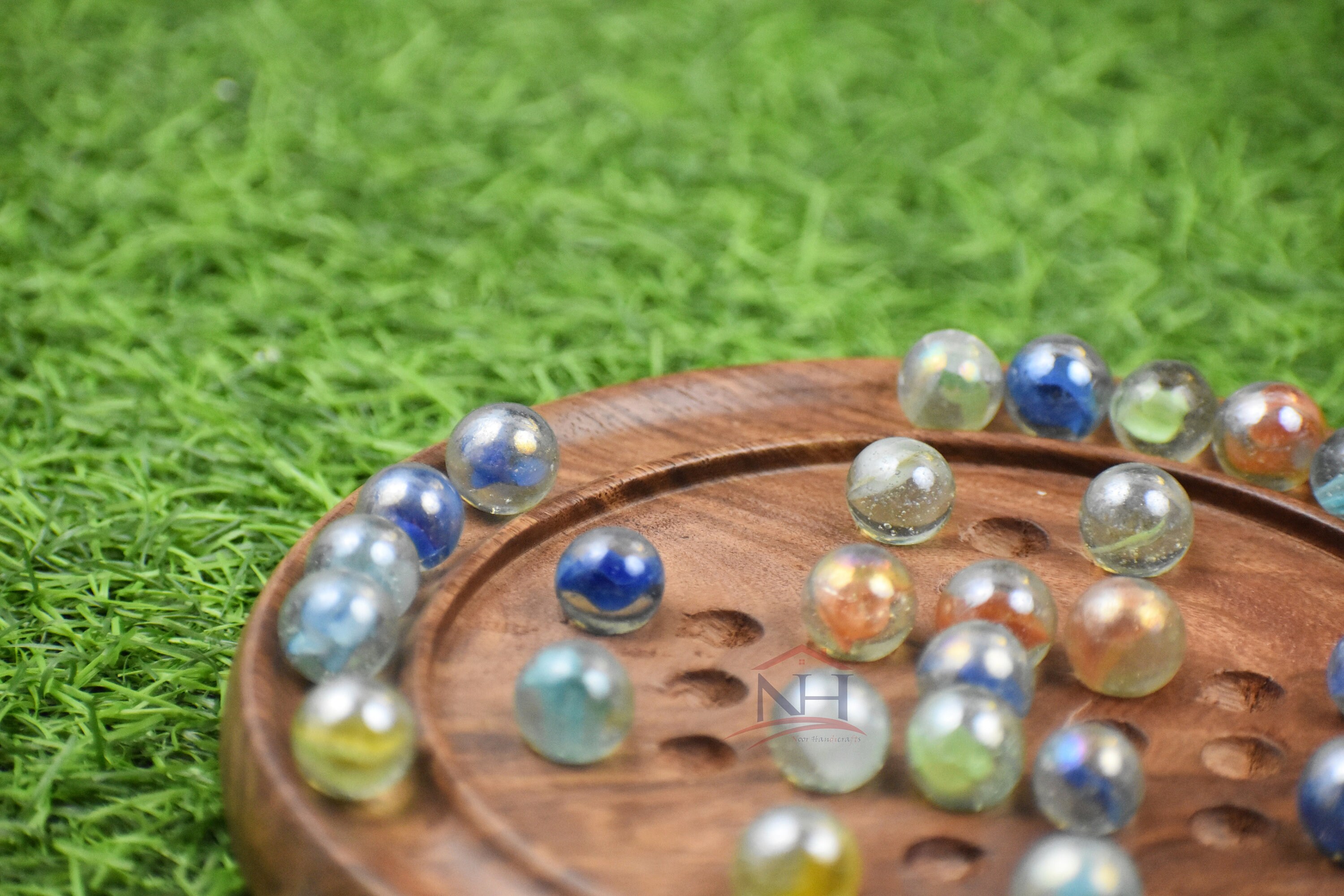 Solitaire Game Wooden Solitaire Board Games With Glass Marbles for Kids ...