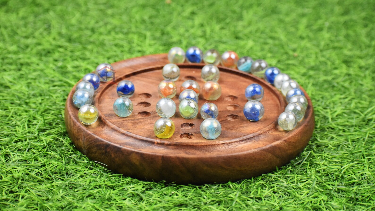 Solitaire Game Wooden Solitaire Board Games With Glass Marbles for Kids ...