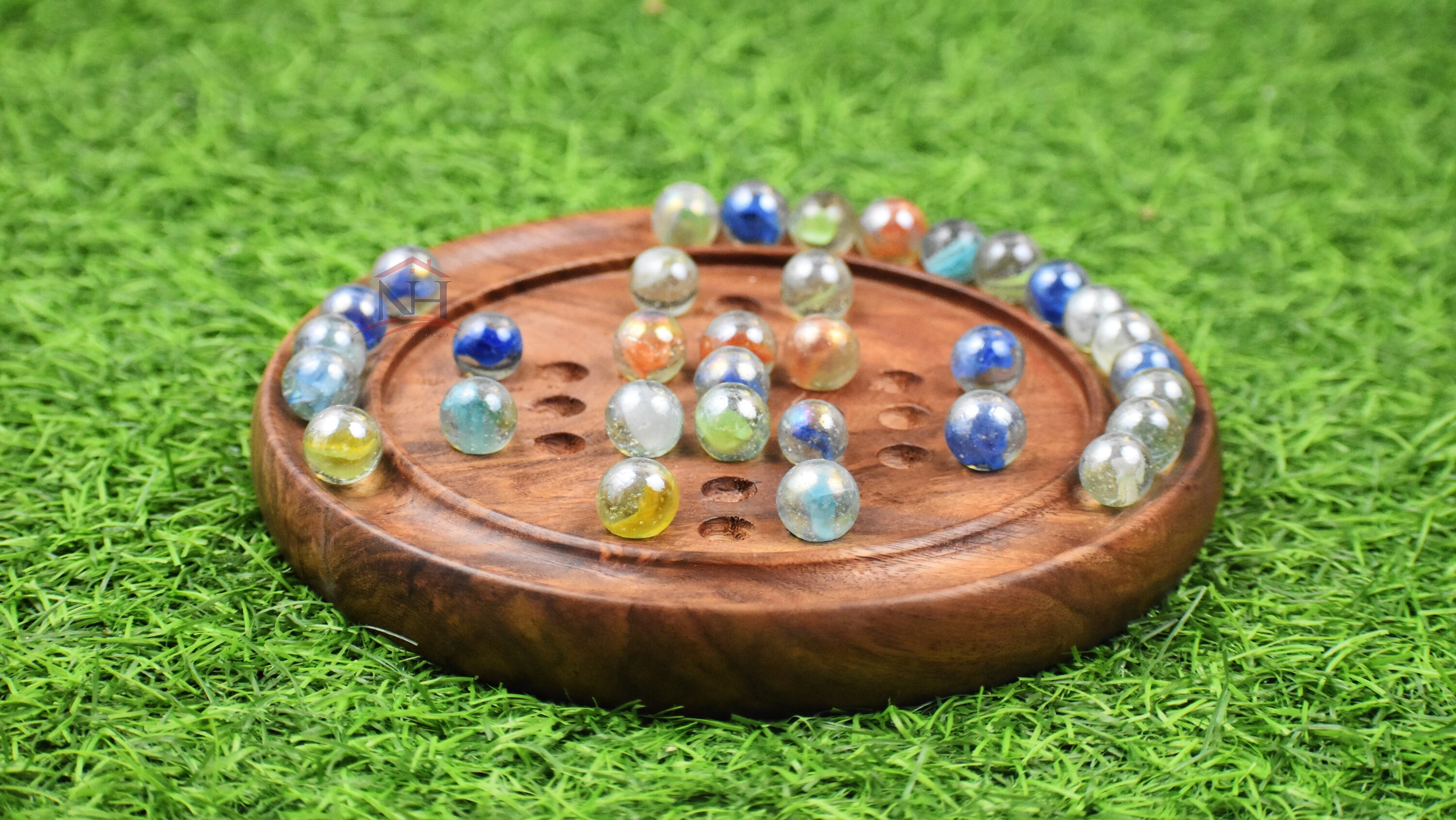 Solitaire Game Wooden Solitaire Board Games With Glass Marbles for Kids ...