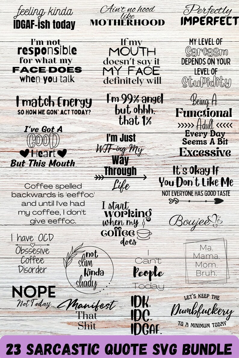 Sarcasm SVG Bundle, SVG Files, Funny Quote SVG Bundle, Circuit Cut ...