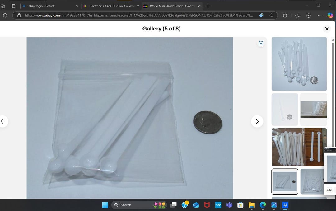 Set of 10 Mini Plastic Powder Scoops, 0.005 Ounces/0.15 Milliliters ...