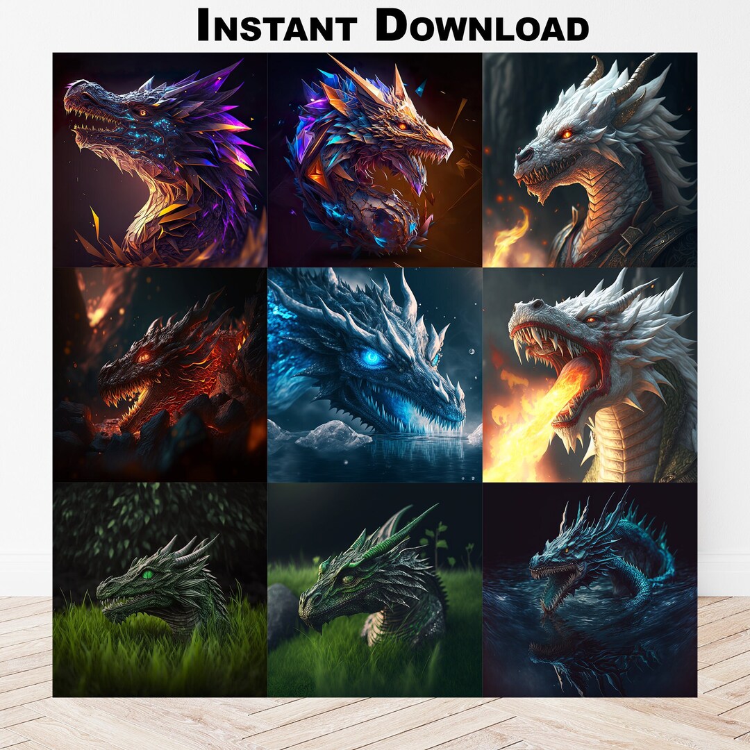 Dragon BUNDLE ,9 High Resolution 1 Free Bonus Content, Art, Fantasy ...