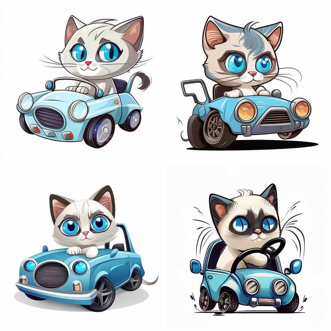 Driving Car Cat Clipart - 4 High Quality Png's - Digital Download ...