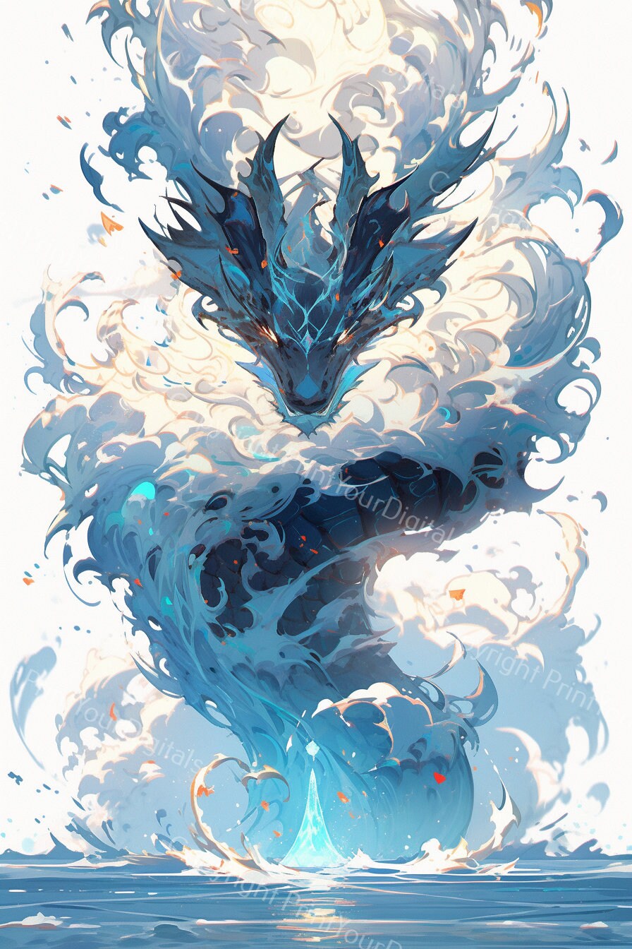 Water Dragon Image Bundle - 3 PNG Fantasy Images, Creature Graphics ...