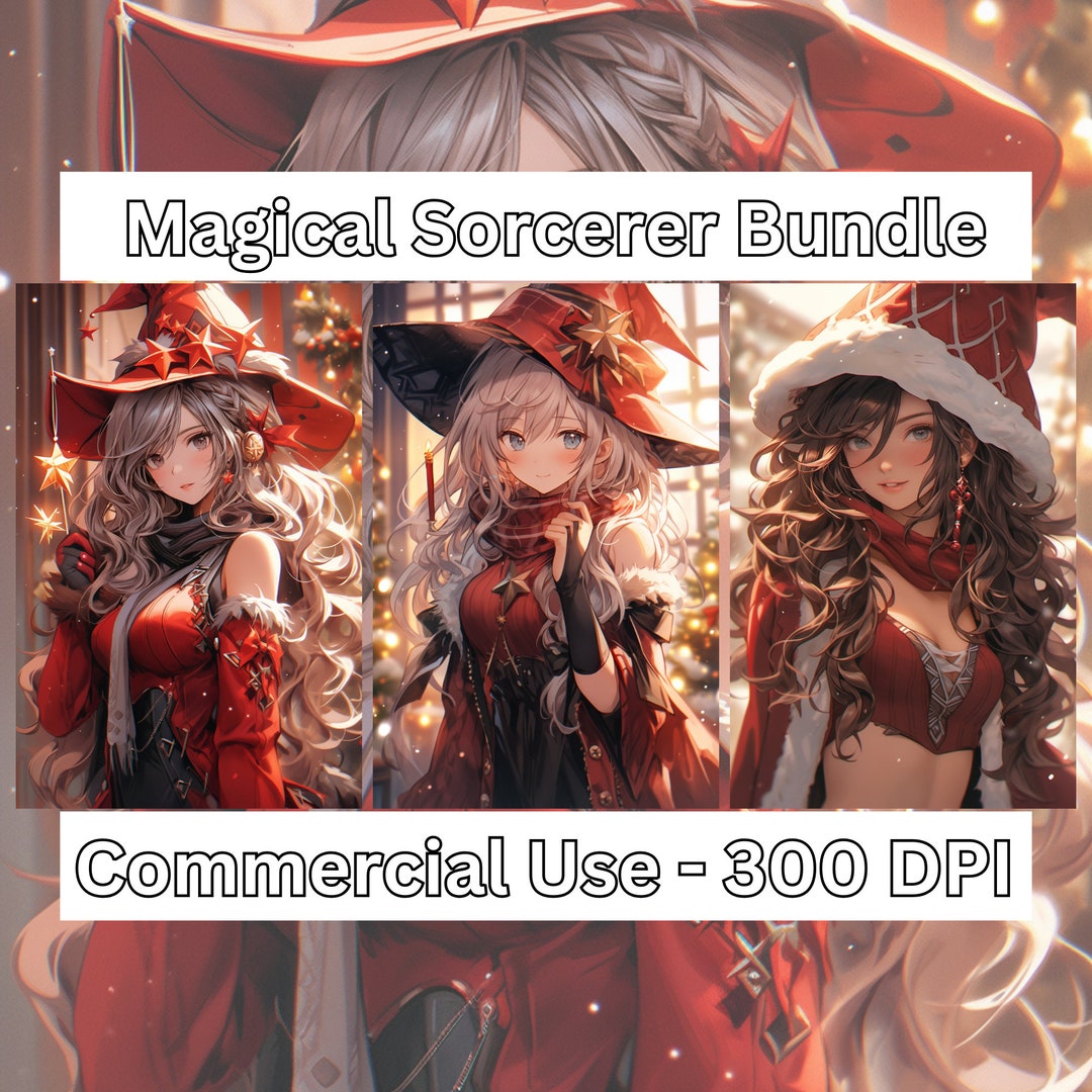 Magical Sorcerer Image Bundle - 3 PNG Fantasy Girl Images, Beautiful ...