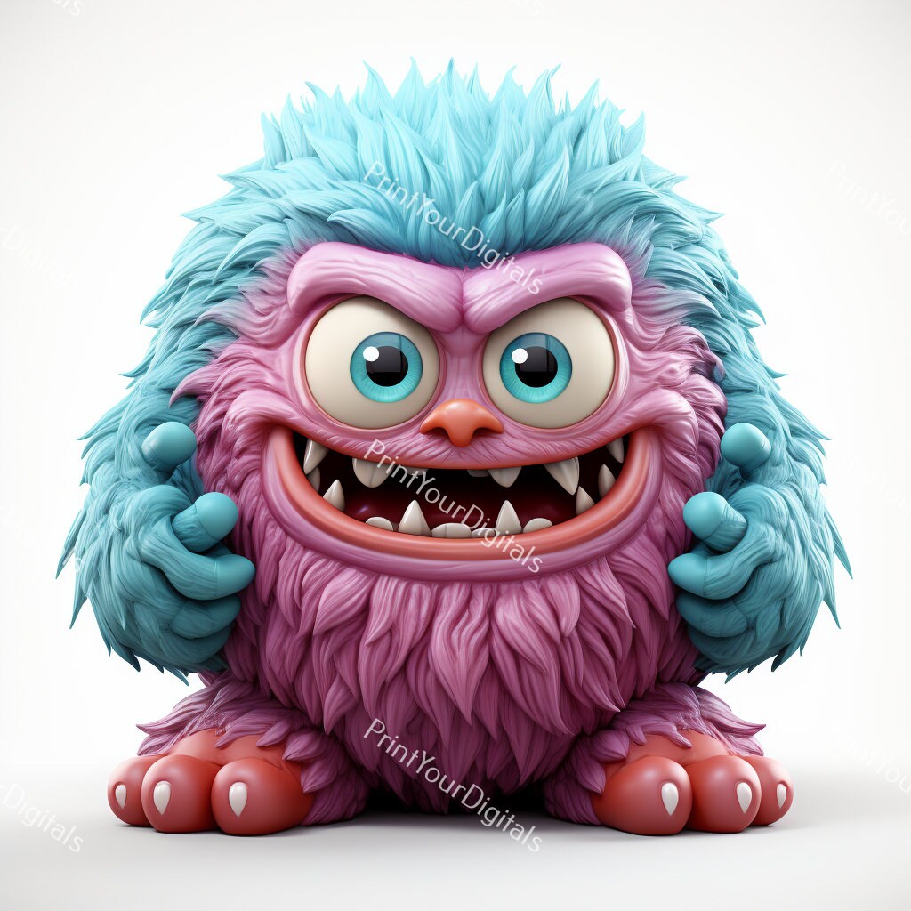 Angry Sweet Cuddle Monster Clipart - Set of 4 High Quality Png's ...