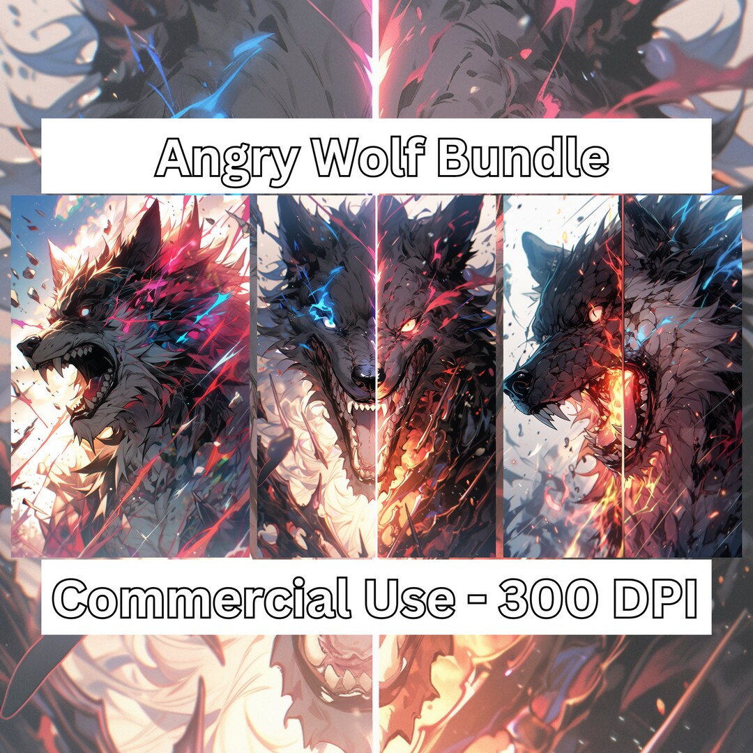 Angry Wolf Bundle 3 PNG Wolf Images, Fantasy Graphics, PNG, Instant ...