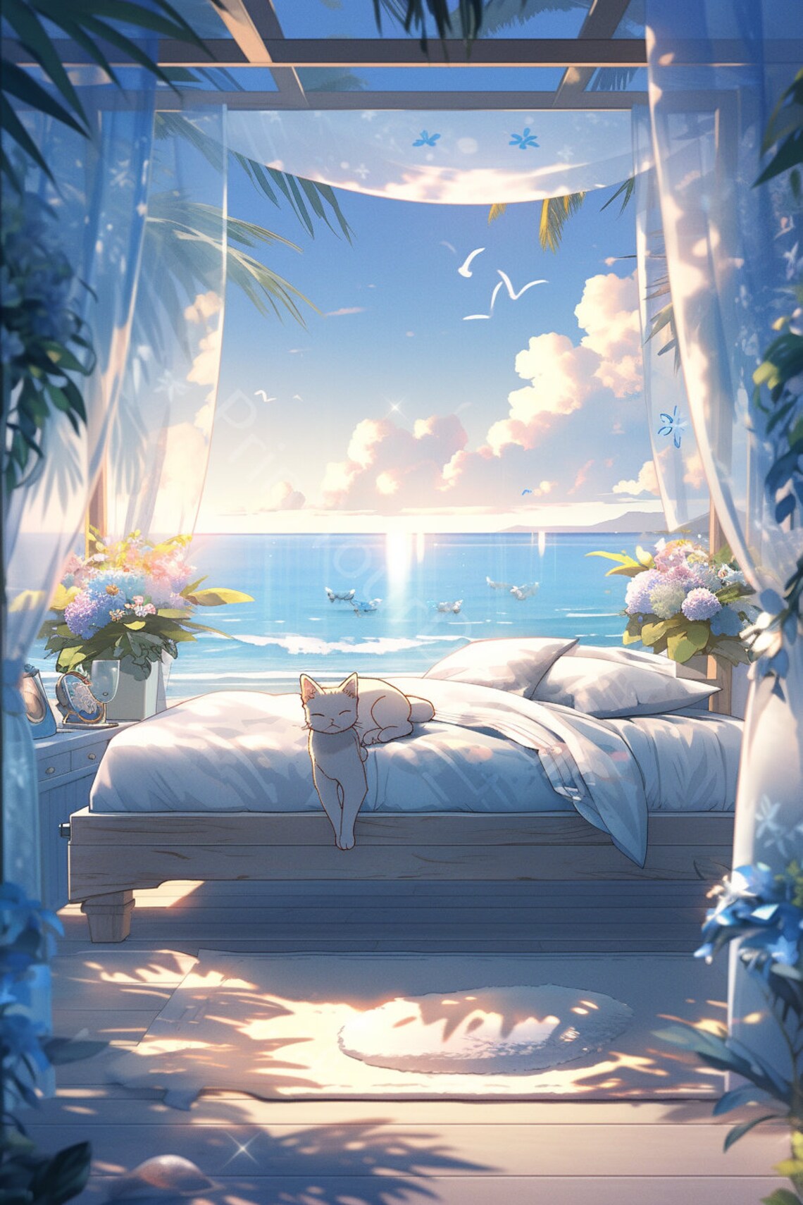 Ocean Vacation Bed Bundle - Ocean, Vacation, Dream, Island, Digital ...