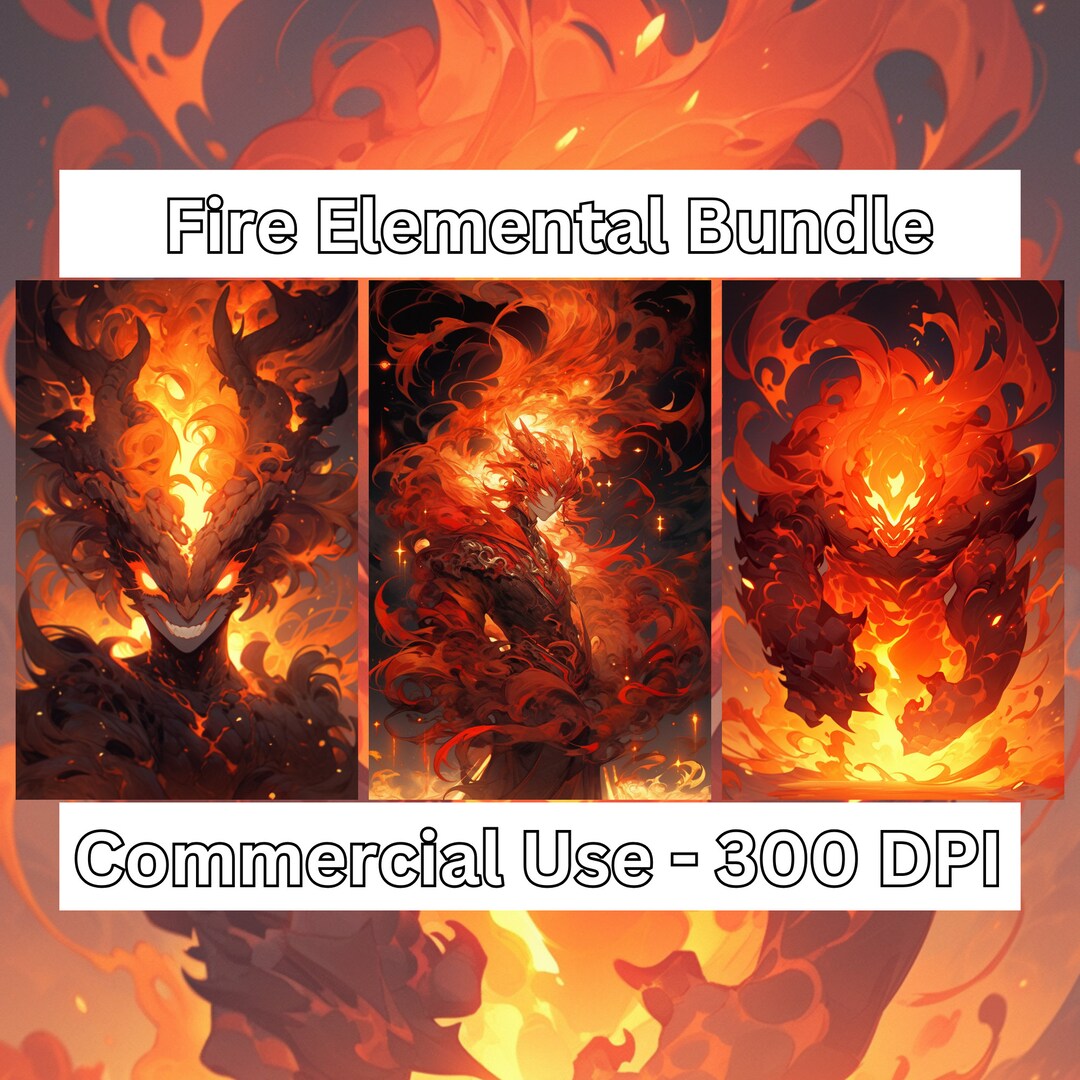 Fire Elemental Image Bundle - 3 PNG Fantasy Images, Beautiful Mystical ...