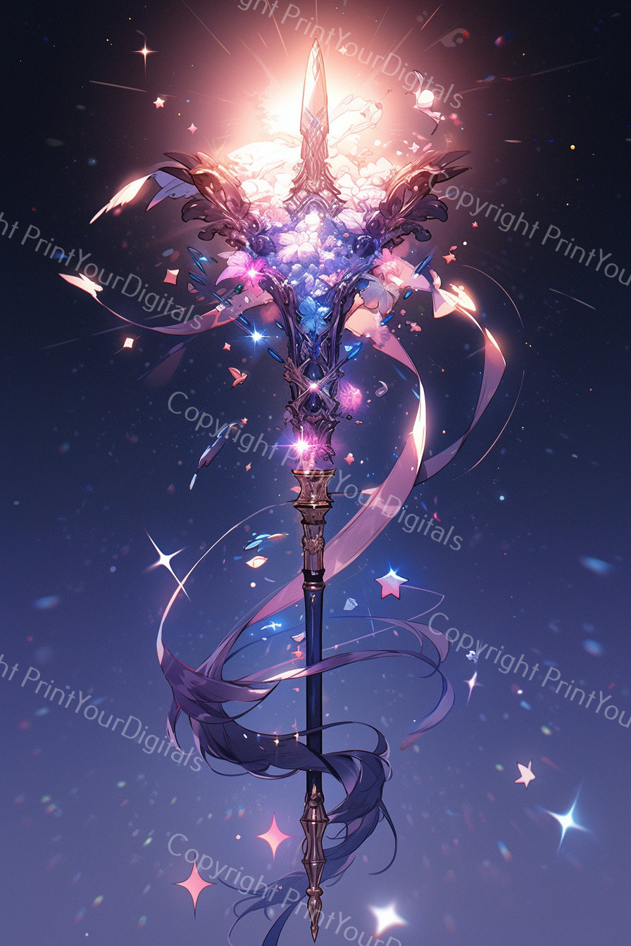 Wizard Staff Image Bundle - 3 PNG Fantasy Images, Mage Graphics, PNG ...