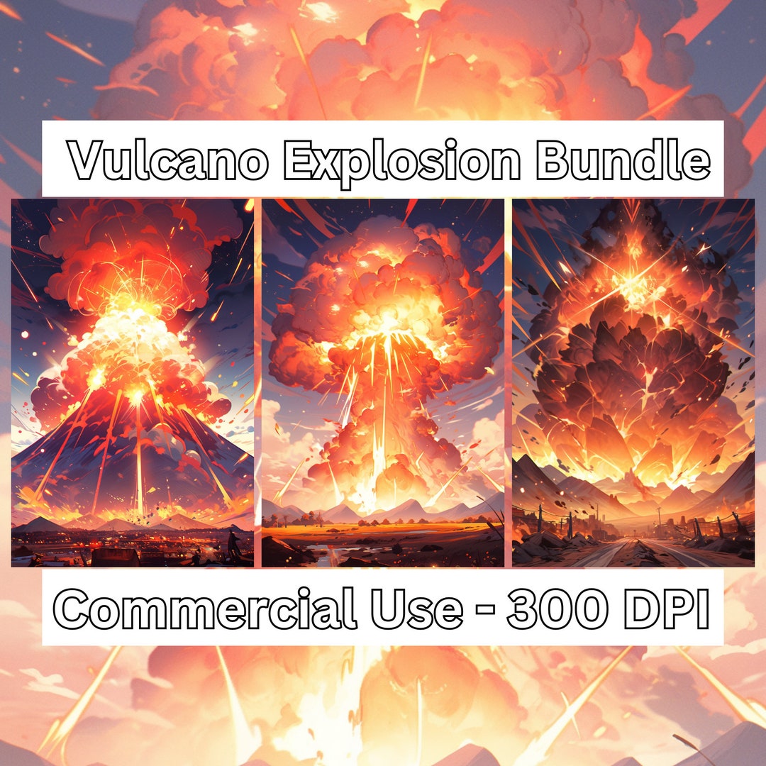 Vulcano Explosion Bundle - 3 PNG Vulcano Images, Catastrophe Graphics ...