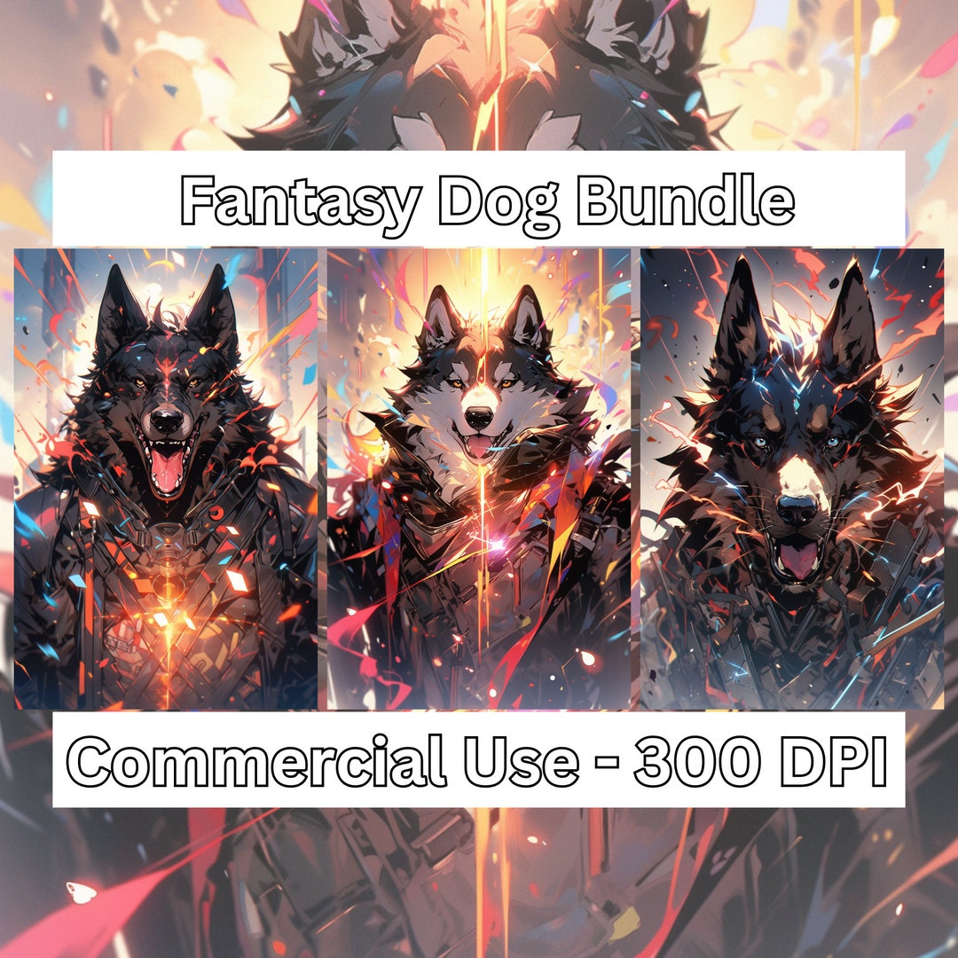Fantasy Dog Bundle Image Bundle - 3 PNG Animal Images, Beautiful Pets ...