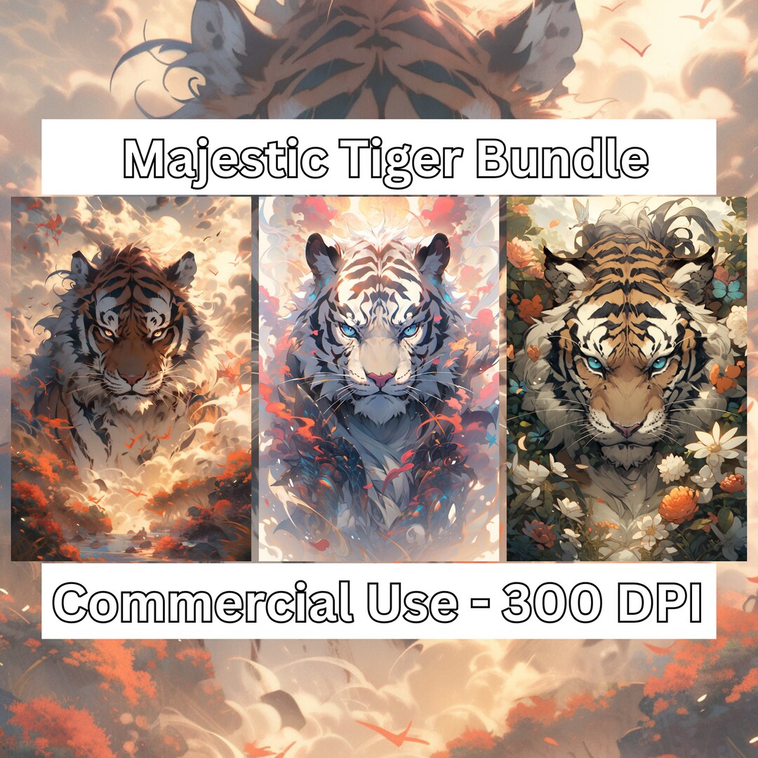 Majestic Tiger Image Bundle - 3 PNG Animal Images, Majestic Graphics ...