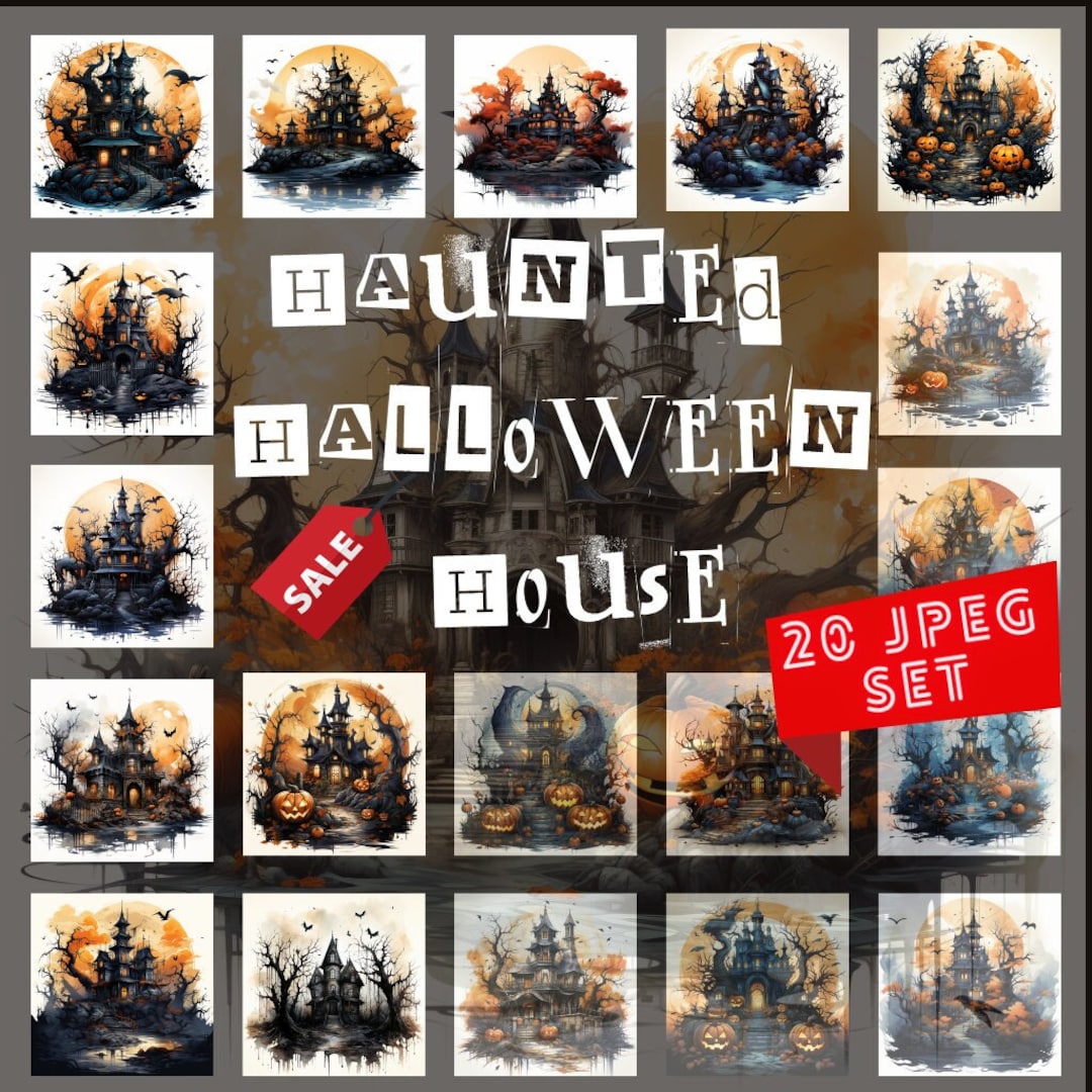 Haunted Halloween House 20er - Set - Fantasy Illustration, Digital ...