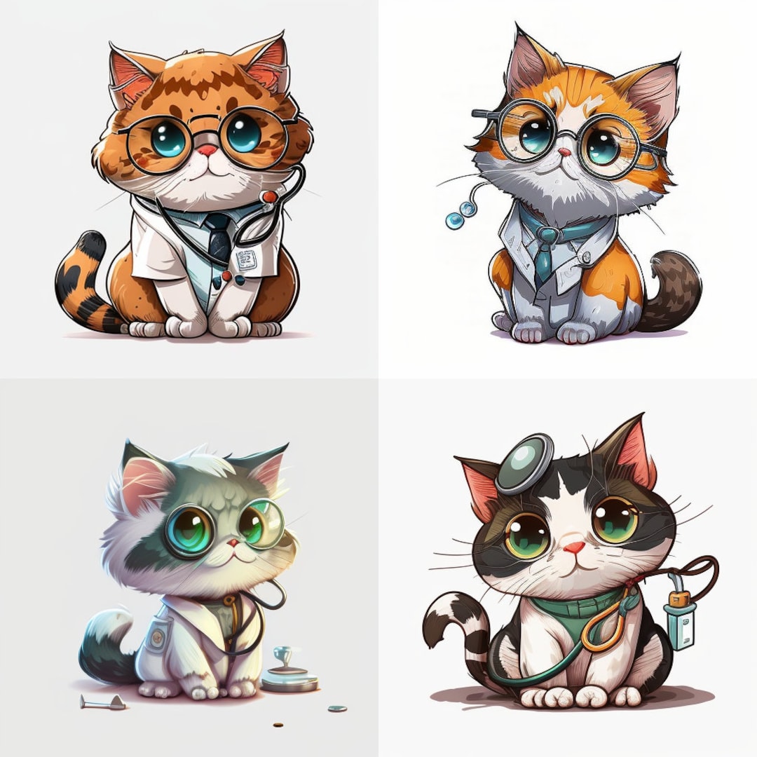 Dr. Cat - Doctor- Clipart Set - 4 High Quality Png's - Digital Download ...