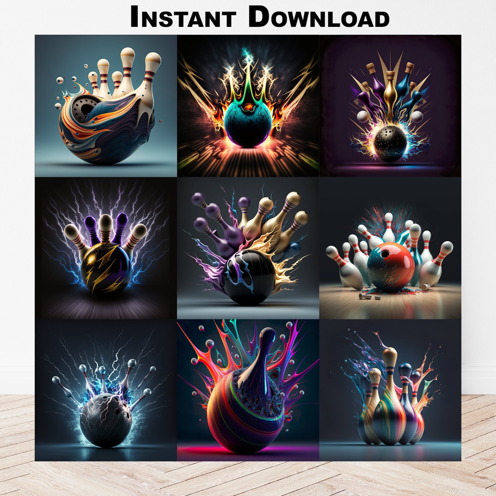 Bowling Bundle DIGITAL DOWNLOAD Bowling Graphics, Bowling Ball, Strike ...