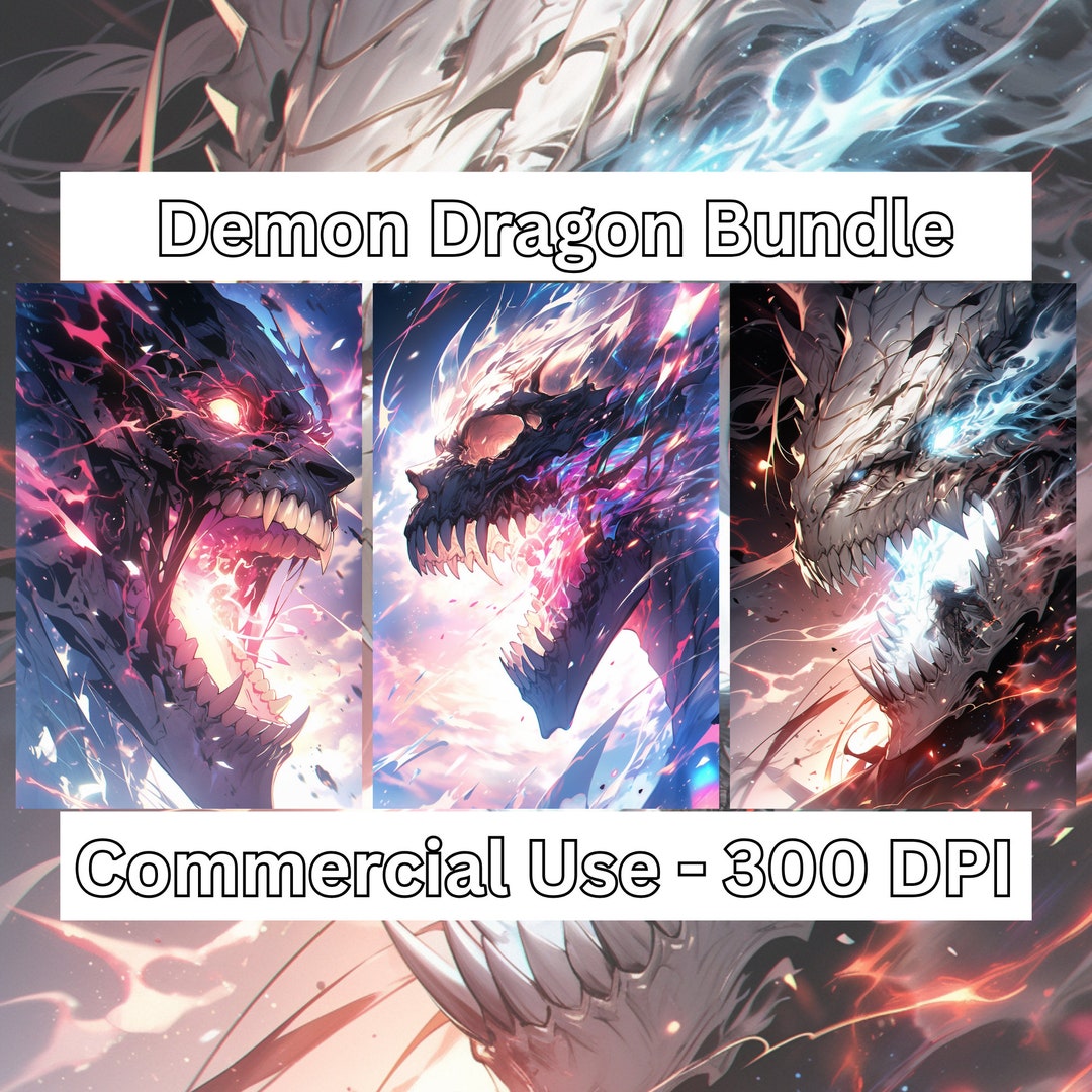 Demon Dragon Image Bundle - 3 PNG Fantasy Dragons Images, Beautiful ...