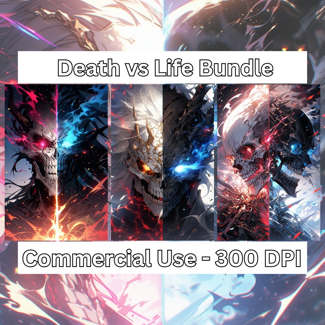 Death Vs Life Bundle 3 PNG Skull Images, Fantasy Graphics, PNG, Instant ...