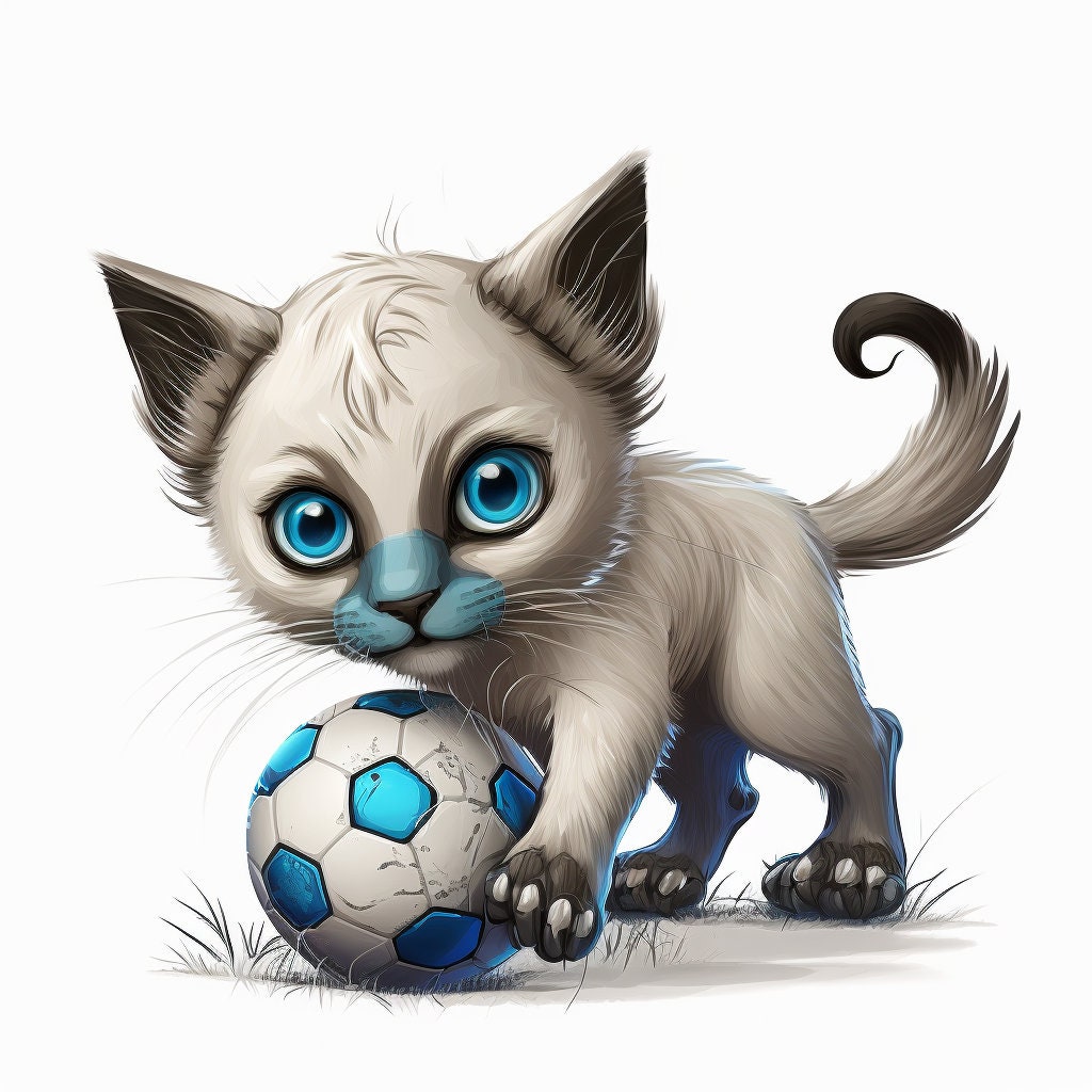 Football Cat - Soccer - Clipart Set - 4 High Quality Png's - Digital ...