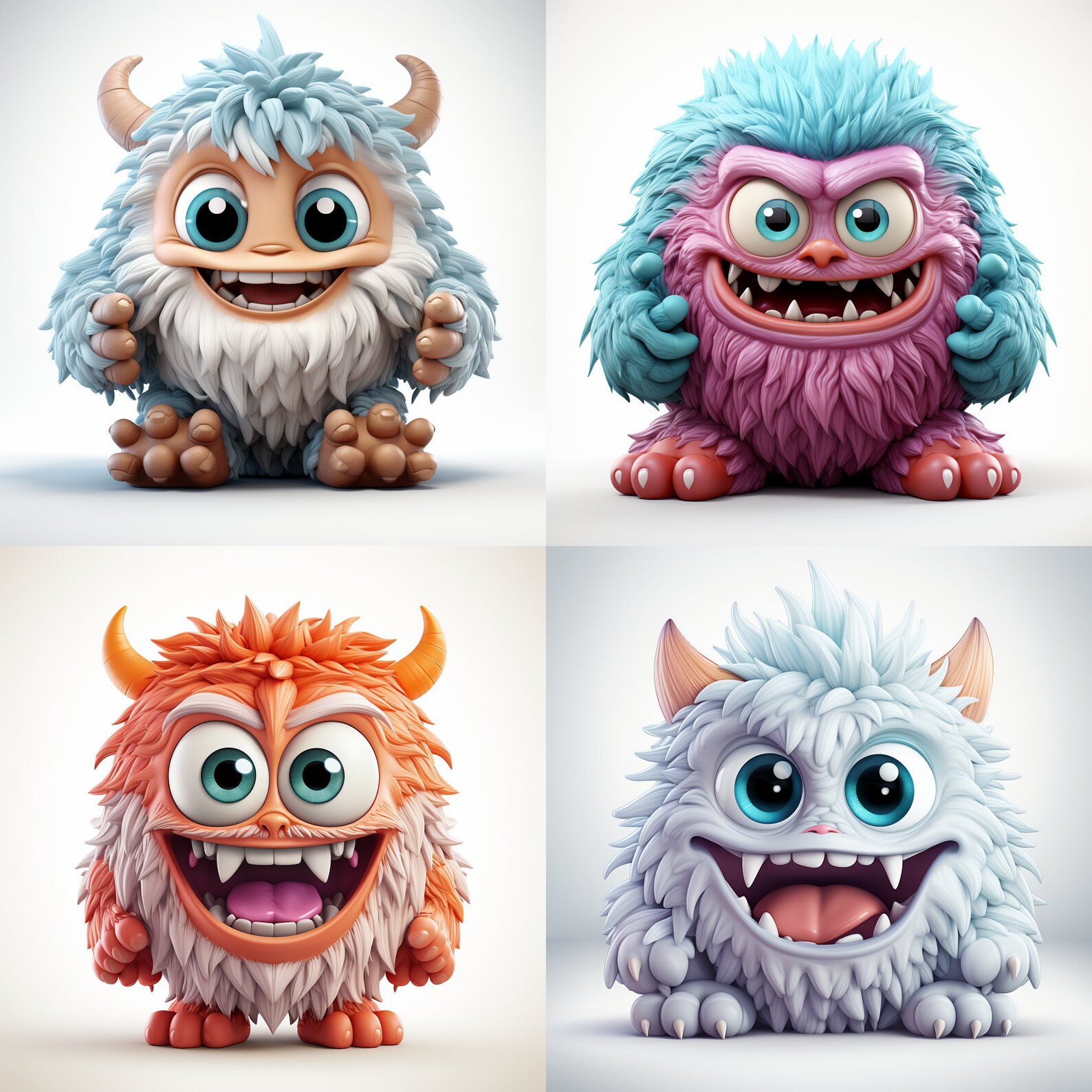 Angry Sweet Cuddle Monster Clipart Set of 4 High Quality Png's Digital ...