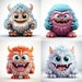 Angry Sweet Cuddle Monster Clipart - Set of 4 High Quality Png's ...
