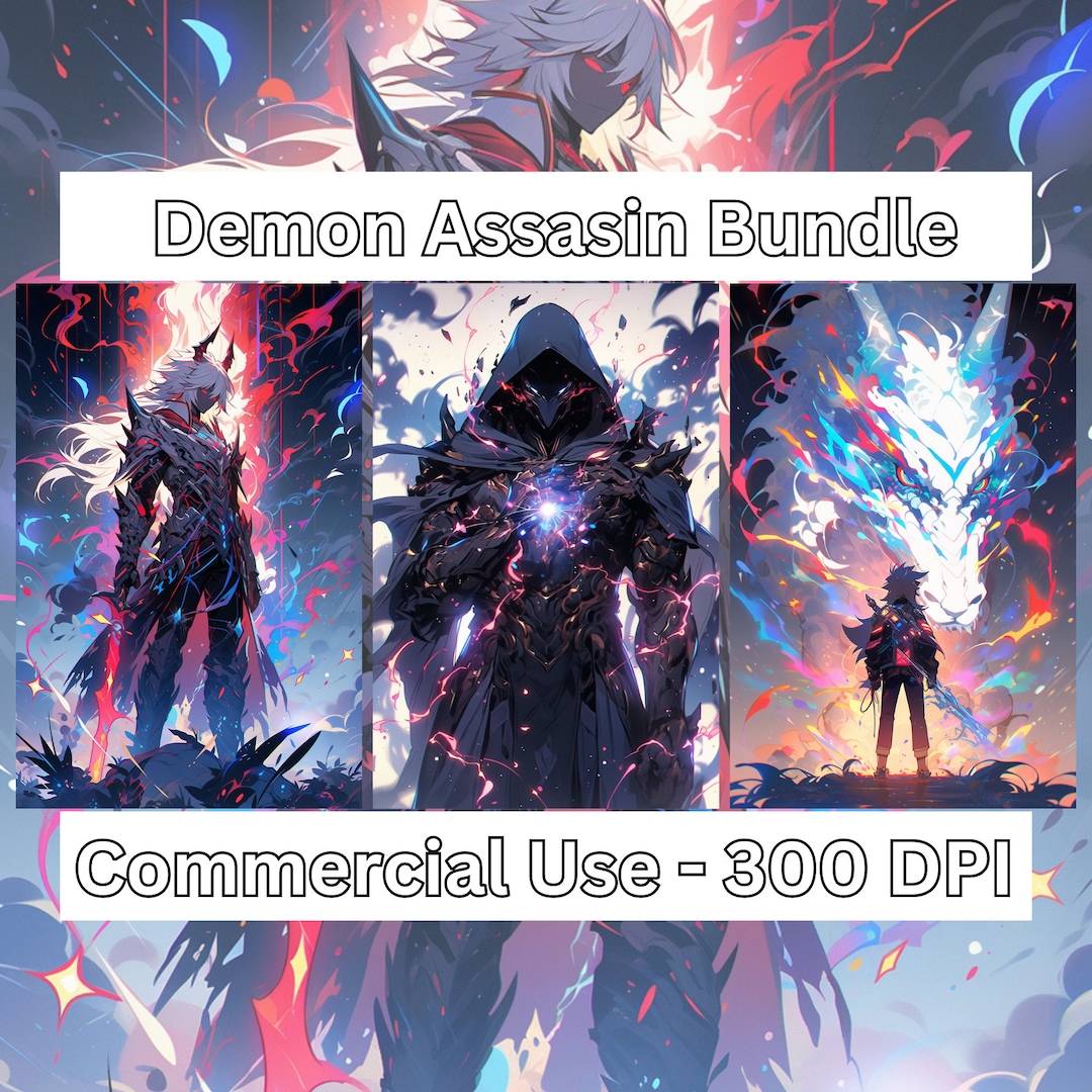 Demon Assasin Image Bundle - 3 PNG Fantasy Images, Beautiful Mystical ...