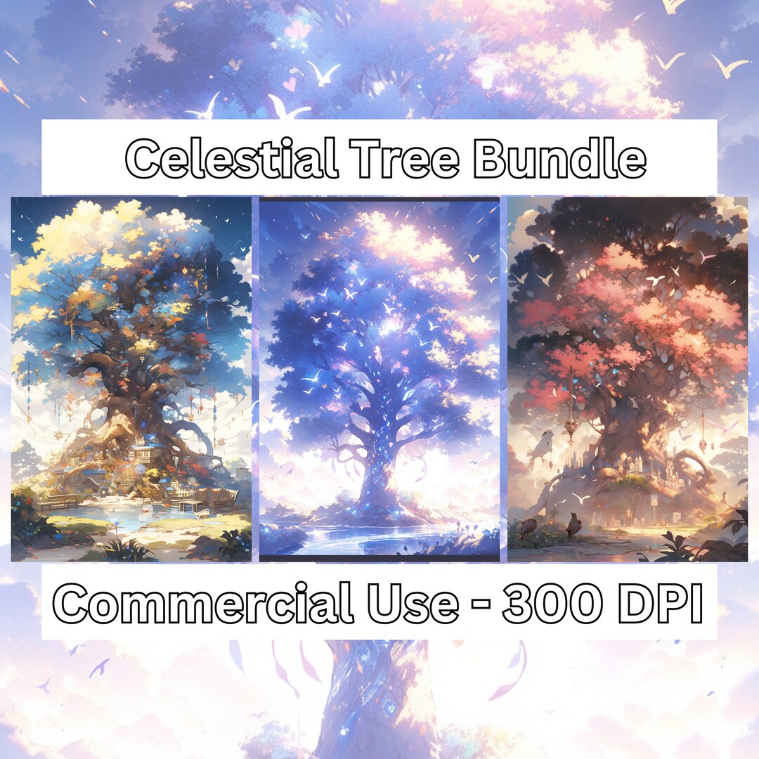 Celestial Tree Image Bundle - 3 PNG Nature Tree Images, Beautiful ...