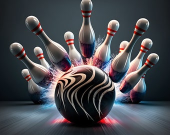 Bowling DIGITAL DOWNLOAD Bowling Graphics, Bowling Ball, Strike ...