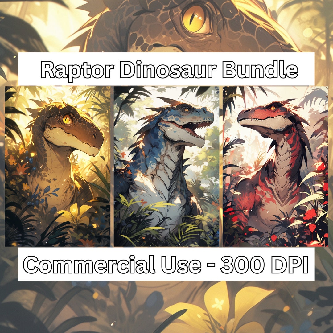 Raptor Bundle Image Bundle - 3 PNG Dinosaur Images, Beautiful Creature ...