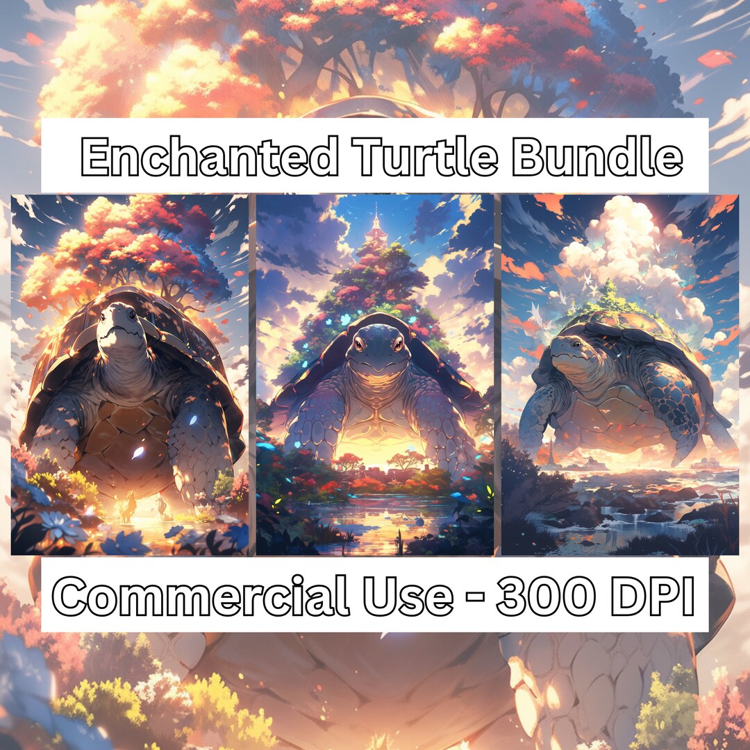 Enchanted Turtle Image Bundle - 3 PNG animal Images, fantasy Graphics ...