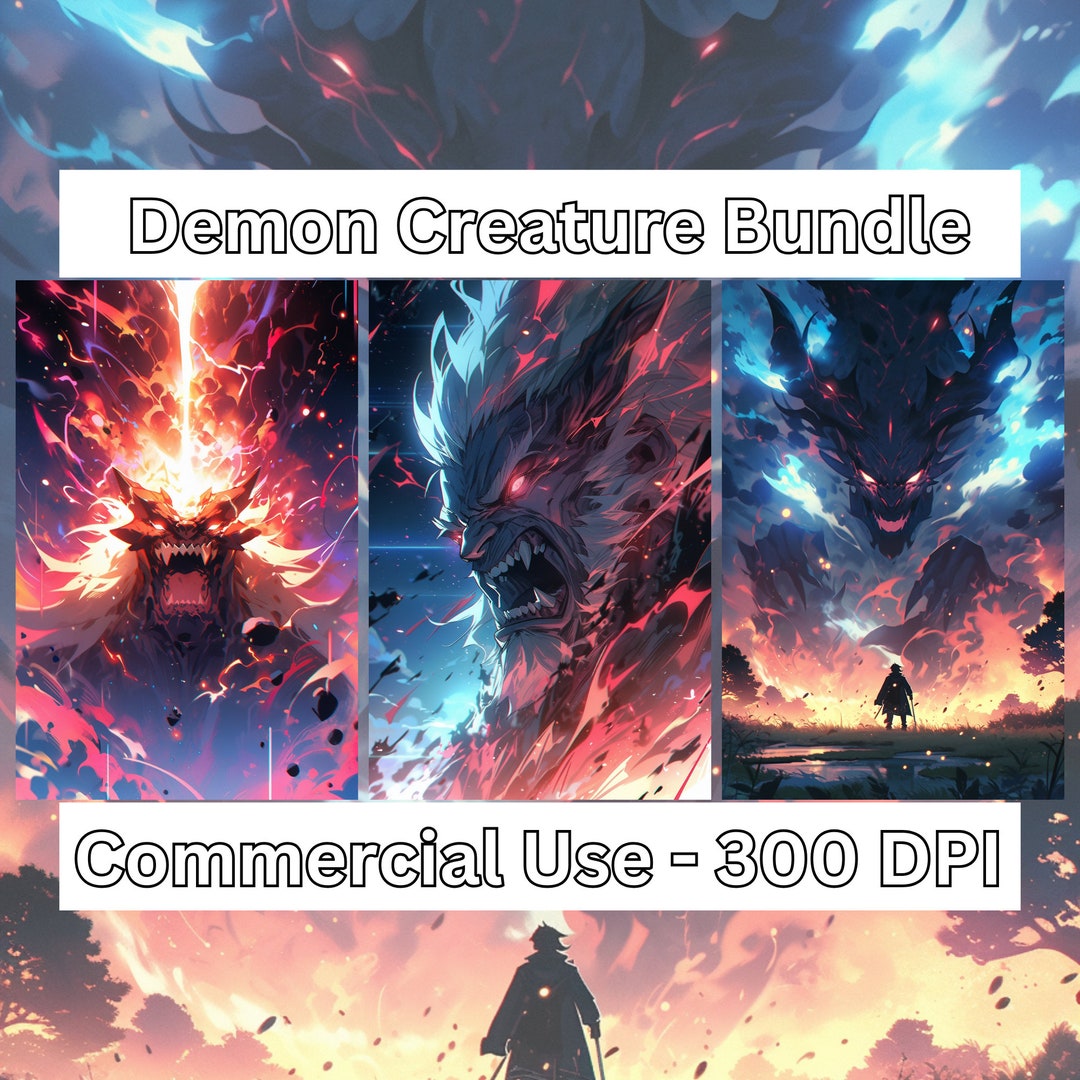 Demon Creature Image Bundle - 3 PNG Animal Images, Fantasy Graphics ...