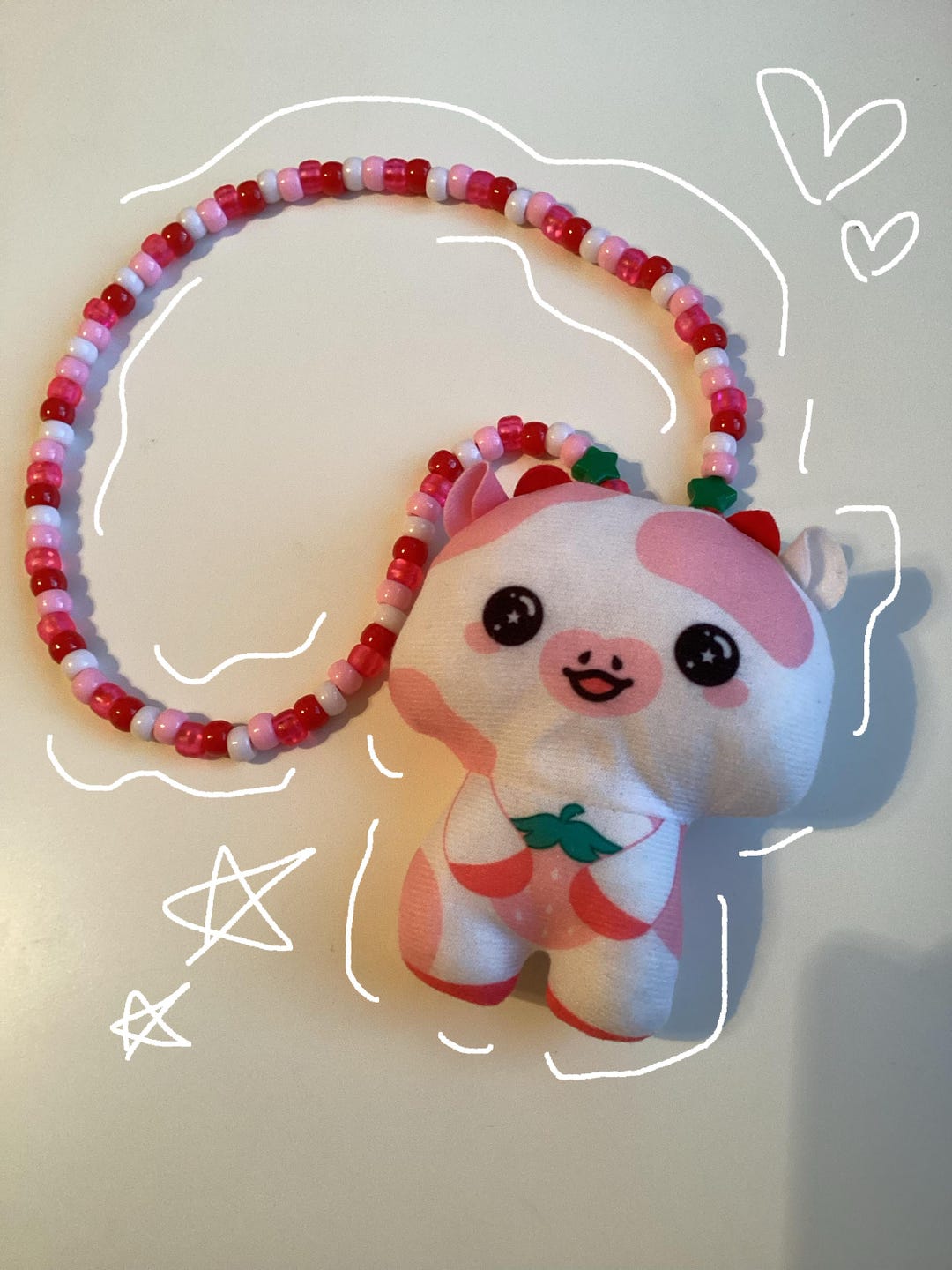 Strawberry Cow Kandi Necklace - Etsy