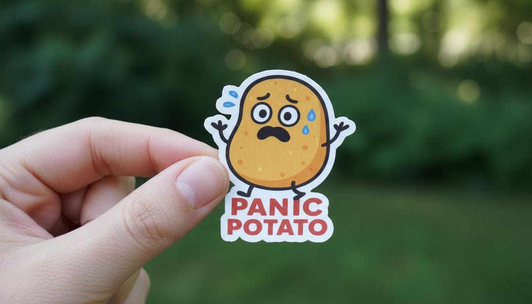 Panic Potato Sticker | Funny Anxiety Sticker | Cute Potato Mental ...