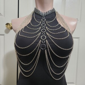 Hexagon Chain Rib Halter Necklace Jewelry Top - Etsy