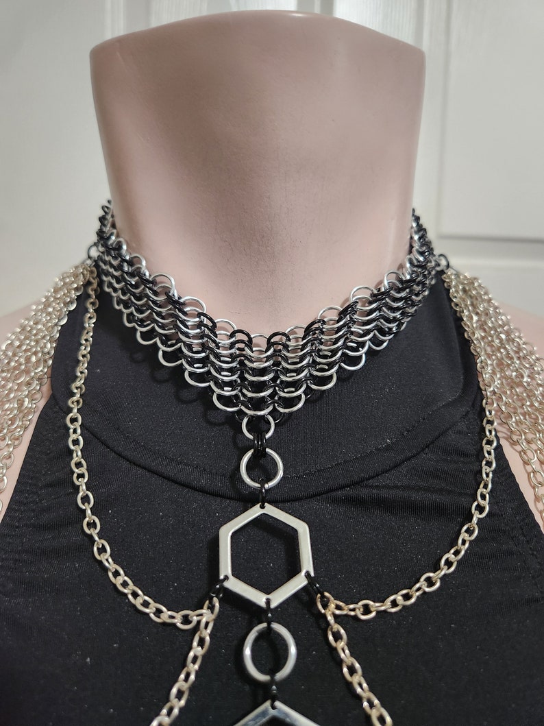 Hexagon Chain Rib Halter Necklace Jewelry Top - Etsy
