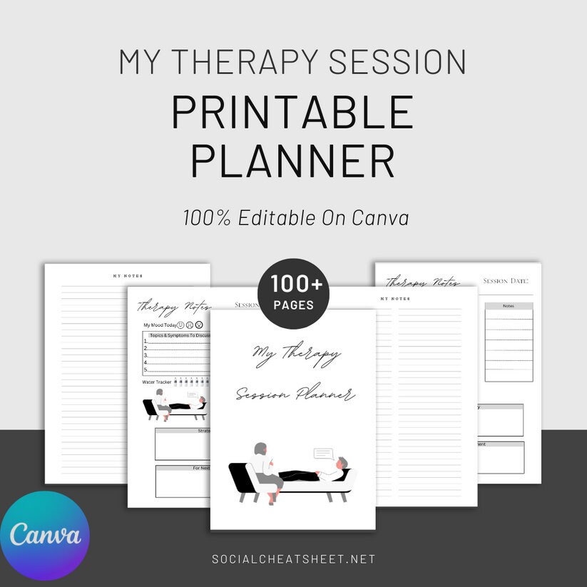 Printable Editable My Therapy Session Planner - Etsy