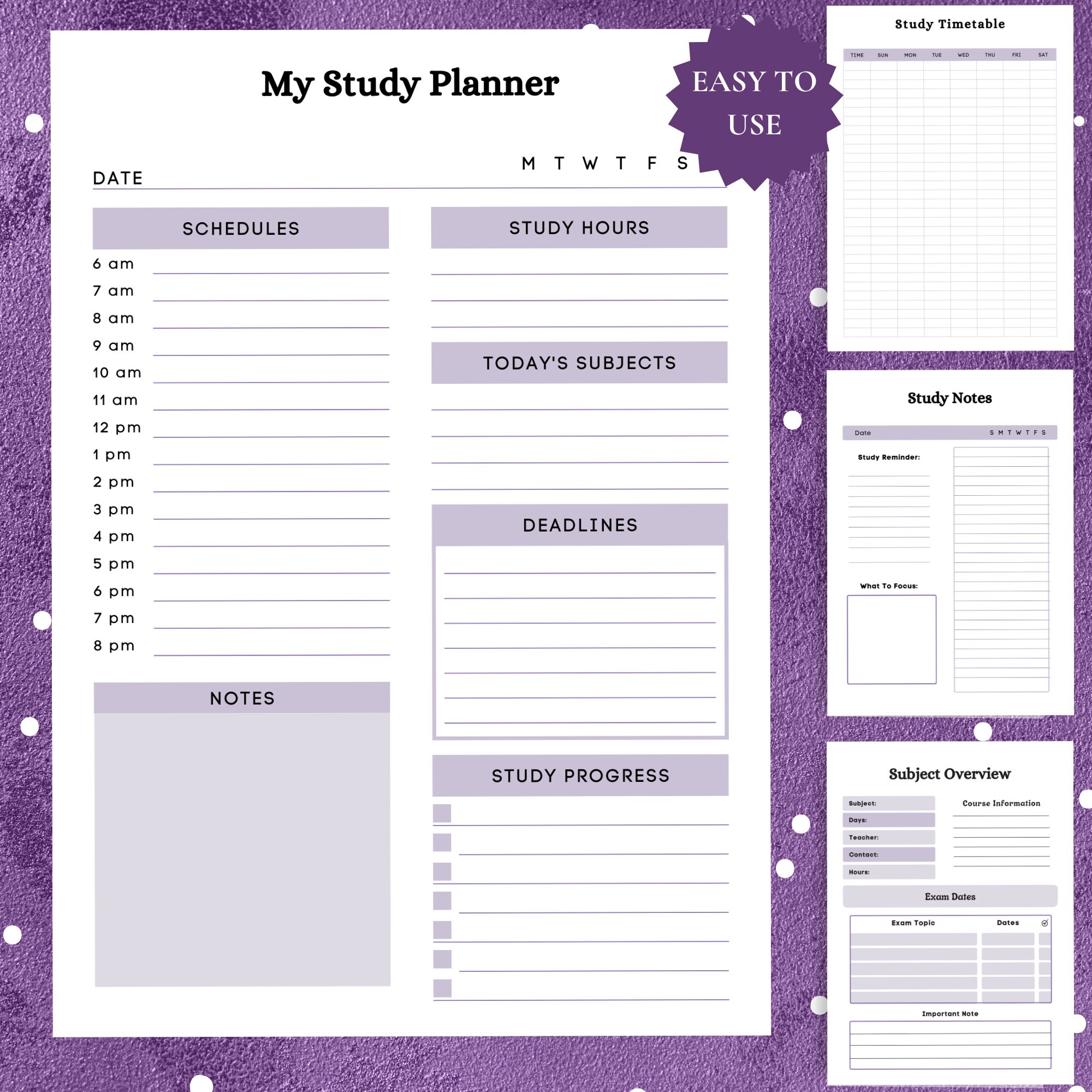 Study Planner, Study Plans, College Planner, School Planner, Assignment ...
